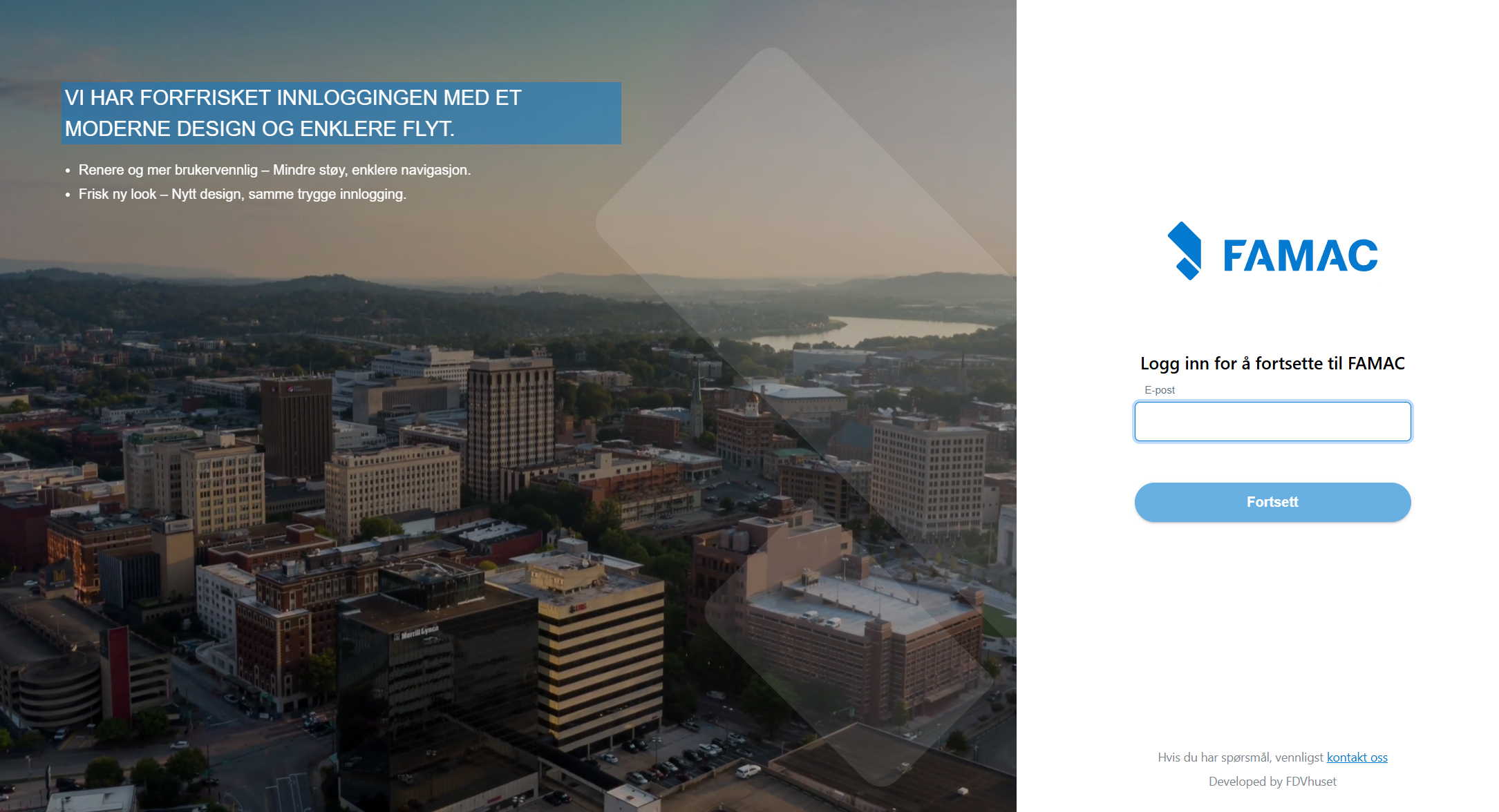 Ansiktsløft for Innlogging i FAMAC - FDVhuset AS | FAMAC 100% web ...